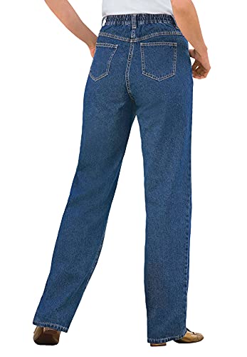 Woman Within Women's Plus Size Petite Perfect Cotton Back Elastic Jean - 22 WP, Medium Stonewash Blue