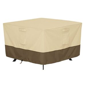 classic accessories veranda water-resistant 40 inch square patio table cover, outdoor table cover, pebble/bark/earth