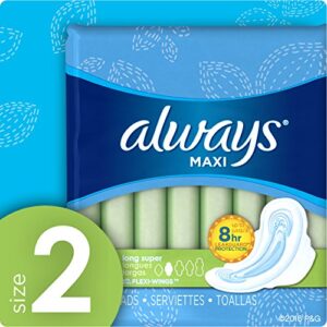 Always Maxi, Size 2, Super Pads with Wings, Unscented 32 Count