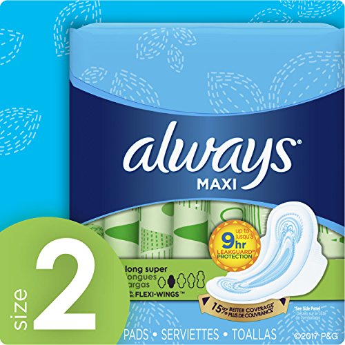 Always Maxi, Size 2, Super Pads with Wings, Unscented 32 Count