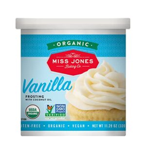 miss jones baking organic buttercream frosting, perfect for icing and decorating, vegan-friendly: vanilla (pack of 1)