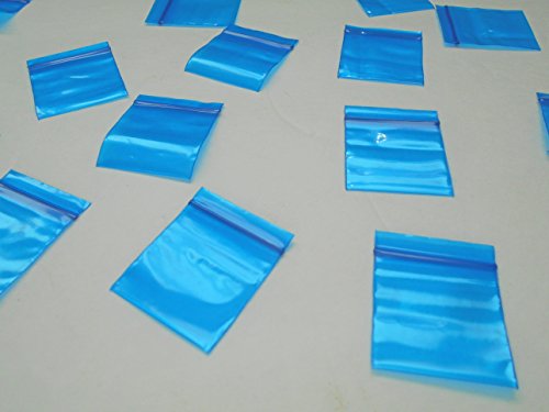 Mini Poly Bags (1.5"x1.5") Small Plastic Baggies, Thick 2mil, Colorful Rave Party Pouches (1515) Tiny Ziplock Dime Bag (500, Blue)