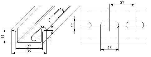 1 Pc Slotted Design Steel DIN Mounting Rail- 1m Length x 35mm Width x 15mm Height