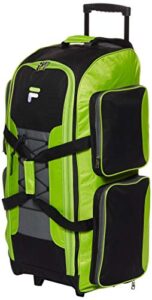 fila 32" lightweight rolling duffel, neon lime, one size