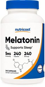 nutricost melatonin 5mg, 240 capsules - 5mg per serving, non-gmo, gluten free