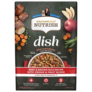 rachael ray nutrish dish premium dry dog food, beef & brown rice recipe with veggies, fruit & chicken, 11.5 pound bag