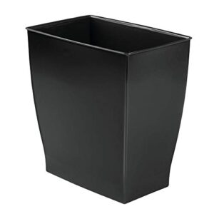 idesign spa rectangular trash, waste basket garbage can for bathroom, bedroom, home office, dorm, college, 11.25" x 7.5" x 12", 2.5 gallon, black