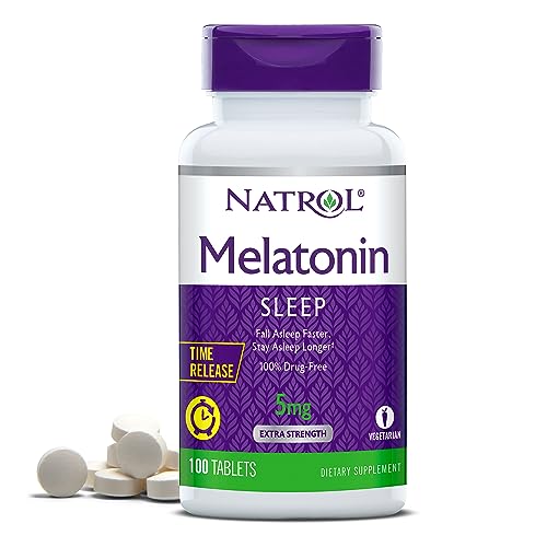 Natrol Time-Release Melatonin 5 mg, Dietary Supplement for Restful Sleep, 100 Tablets, 100 Day Supply