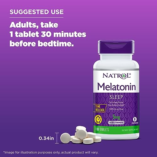 Natrol Time-Release Melatonin 5 mg, Dietary Supplement for Restful Sleep, 100 Tablets, 100 Day Supply