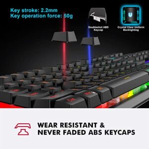 NPET K10 Wired Gaming Keyboard, LED Backlit, Spill-Resistant Design, Multimedia Keys, Quiet Silent USB Membrane Keyboard for Desktop, Computer, PC (Black)