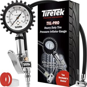 Tire Pressure Gauge with Inflator (170 PSI) - Air Pressure Gauge for Tires - Air Compressor Tire Inflator Attachment – Nozzle Tire Gauge Air Chuck