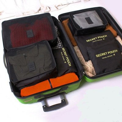 6 sets travel Organizers Packing Cubes Luggage Organizers Compression Pouches (black)