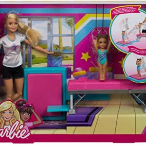 Barbie Gymnastic Dolls & Accessories, Flippin' Fun Gymnast Playset with 2 Dolls, Balance Beam & Flipping Dismount Action