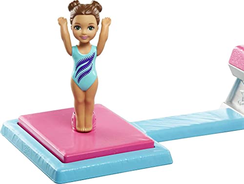 Barbie Gymnastic Dolls & Accessories, Flippin' Fun Gymnast Playset with 2 Dolls, Balance Beam & Flipping Dismount Action