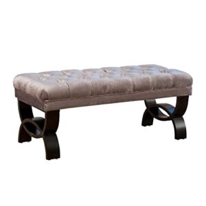 christopher knight home hilton velvet ottoman, dark grey