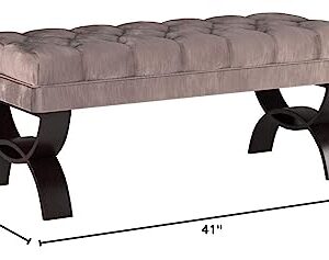 Christopher Knight Home Hilton Velvet Ottoman, Dark Grey