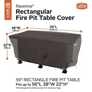 Classic Accessories Ravenna Water-Resistant 56 Inch Rectangular Fire Pit Table Cover, Outdoor Table Cover