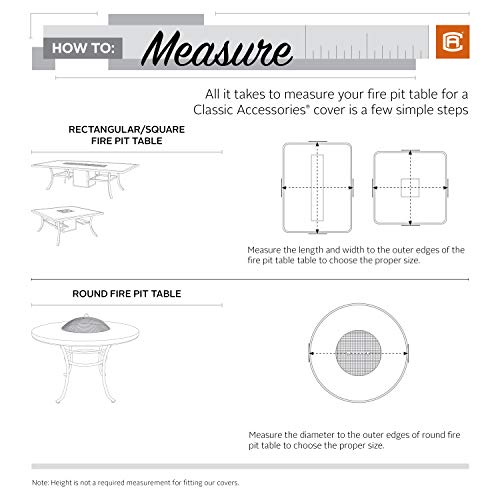 Classic Accessories Ravenna Water-Resistant 56 Inch Rectangular Fire Pit Table Cover, Outdoor Table Cover