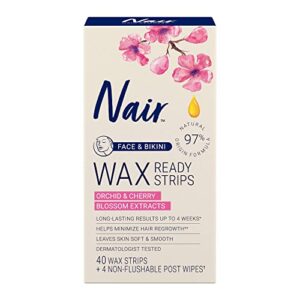 nair hair remover wax ready-strips for face & bikini, 40 ct