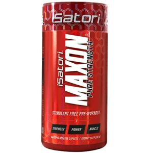 isatori maxon pre workout stimulant free - fenugreek, kre alkalyn, elevatp & agmaflow creatine pure strength muscle gainer for men keto friendly - dietary supplement (84 rapid release caplets)