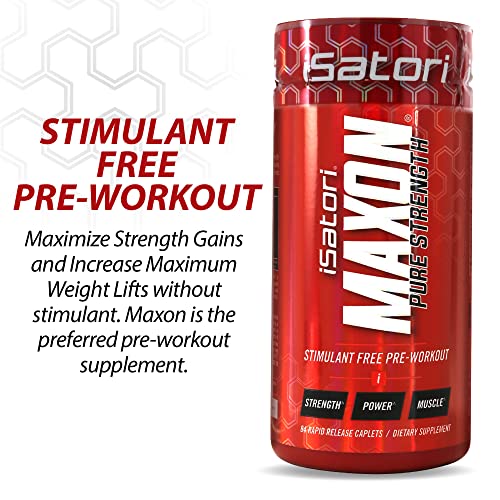 iSatori Maxon Pre Workout Stimulant Free - Fenugreek, Kre Alkalyn, Elevatp & Agmaflow Creatine Pure Strength Muscle Gainer for Men Keto Friendly - Dietary Supplement (84 Rapid Release Caplets)