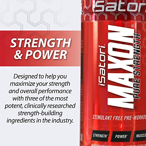 iSatori Maxon Pre Workout Stimulant Free - Fenugreek, Kre Alkalyn, Elevatp & Agmaflow Creatine Pure Strength Muscle Gainer for Men Keto Friendly - Dietary Supplement (84 Rapid Release Caplets)