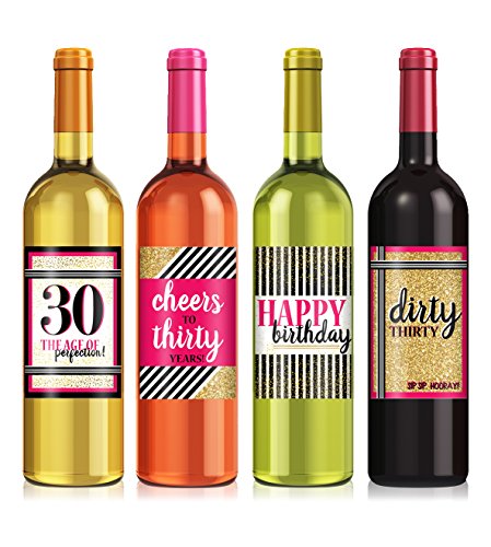 Dirty 30 Birthday Wine Label Set - set of 4 - Exactly as shown