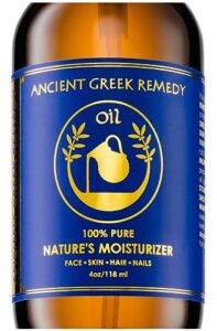 ancient greek remedy organic face and body oil for dry skin, hair, hands, cuticles and nails care. olive, lavender, almond, vitamin e and grapeseed oils. natural moisturizer for women, men 4oz