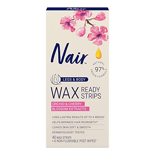 Nair Hair Remover Wax Ready- Strips for Legs & Body, 40 CT Set of 3