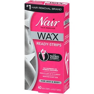 Nair Hair Remover Wax Ready- Strips for Legs & Body, 40 CT Set of 3