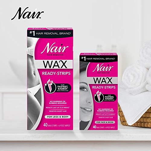 Nair Hair Remover Wax Ready- Strips for Legs & Body, 40 CT Set of 3