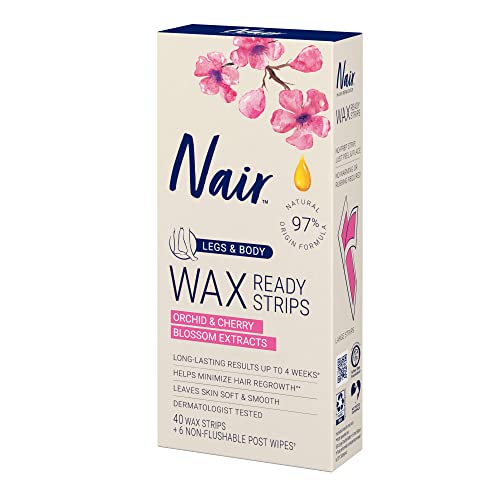 Nair Hair Remover Wax Ready- Strips for Legs & Body, 40 CT Set of 3