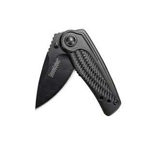 kershaw spoke pocket knife, 2" 4cr14 steel blade with blackwash coatin, compact assisted-opening edc