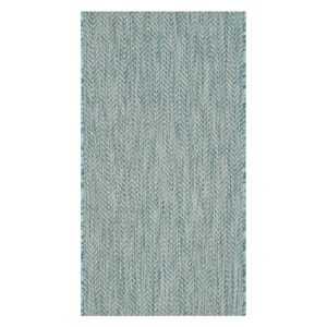 safavieh courtyard collection accent rug - 4' x 5'7", aqua & grey, non-shedding & easy care, indoor/outdoor & washable-ideal for patio, backyard, mudroom (cy8022-37121)