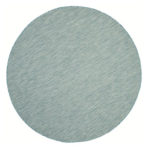 SAFAVIEH Courtyard Collection Accent Rug - 4' x 5'7", Aqua & Grey, Non-Shedding & Easy Care, Indoor/Outdoor & Washable-Ideal for Patio, Backyard, Mudroom (CY8022-37121)