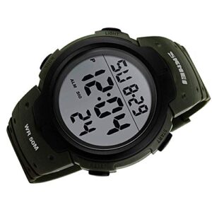 SKMEI MJSCPHBJK Mens Digital Sports Watch, Waterproof LED Screen Large Face Military Watches and Heavy Duty Electronic Simple Army Watch with Alarm, Stopwatch, Luminous Night Light - Black