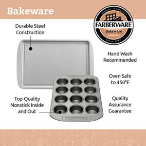 Farberware Bakeware Meatloaf/Nonstick Baking Loaf Pan Set, Two 9-Inch x 5-Inch, Gray