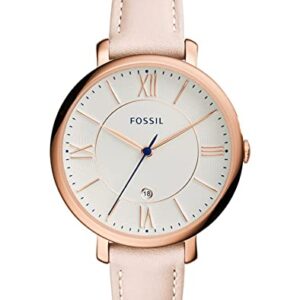 Fossil Women's Jacqueline Quartz Stainless Steel and Leather Watch, Color: Rose Gold, Blush Pink (Model: ES3988)