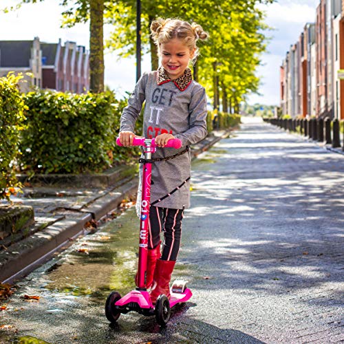 Micro Kickboard - Maxi Deluxe 3-Wheeled, Lean-to-Steer, Swiss-Designed Micro Scooter for Kids, Ages 5-12 (Pink)