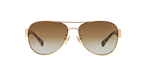 Coach L138 HC7059 Sunglasses 9249T5-58 - Gold/Ivory Wild Beast Frame, Brown HC7059-9249T5-58