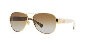 coach l138 hc7059 sunglasses 9249t5-58 - gold/ivory wild beast frame, brown hc7059-9249t5-58