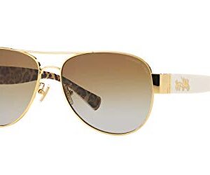 Coach L138 HC7059 Sunglasses 9249T5-58 - Gold/Ivory Wild Beast Frame, Brown HC7059-9249T5-58