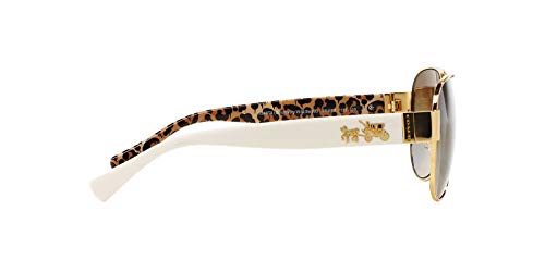 Coach L138 HC7059 Sunglasses 9249T5-58 - Gold/Ivory Wild Beast Frame, Brown HC7059-9249T5-58