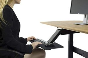 kt2 ergonomic sit stand under-desk computer keyboard tray for standing desks accessories holder large adjustable height range angle negative tilt slide swivels 360 black