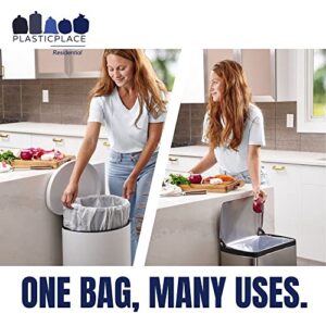 Plasticplace 13 Gallon Trash Bags │ 1.2 Mil │ White Extra-Large Drawstring Garbage Can Liners │ 24" x 31" (50 Case)