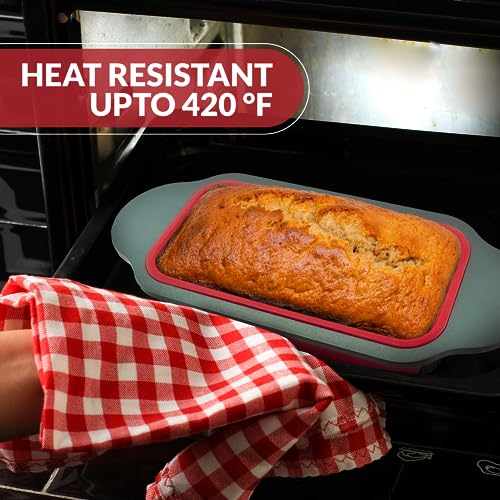 Silicone Bread Loaf Pan 9 x 5 Inch - Easy Release Non-Stick Baking Bread Pan Perfect for Banana Bread, Sandwich Bread, Pound Cake, and Meatloaf - Bread Mold Easy to Clean, BPA Free and Dishwasher Safe