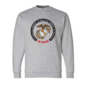 emarinepx usmc 29 palms crew neck sweatshirt grey. made in usa. officially licensed with the united states marine corps