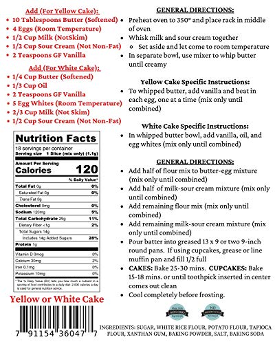 Gluten Free Yellow or White Cake Mix