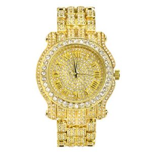 Techno Pave Iced Out Watch - Gold