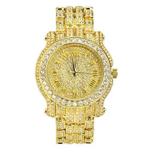 Techno Pave Iced Out Watch - Gold